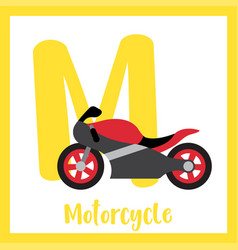 Letter m vocabulary motorbike Royalty Free Vector Image