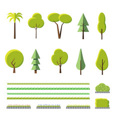 Cartoon bush and tree set trees bushes Royalty Free Vector