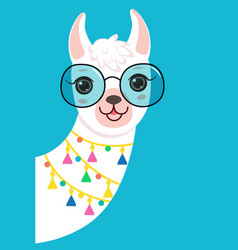 Cute outline doodle jumping llama with hand drawn Vector Image