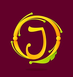 J gold letter with swirly ornaments Royalty Free Vector