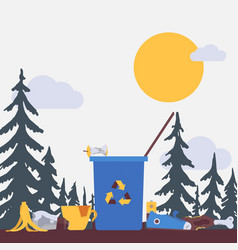 Waste sorting orange trash can with sorted Vector Image