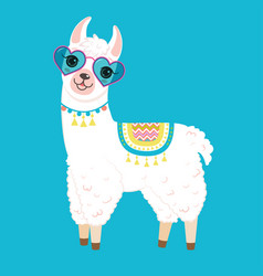 Cute outline doodle jumping llama with hand drawn Vector Image