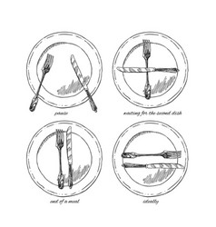 Vintage table setting hand drawn dinner knife Vector Image