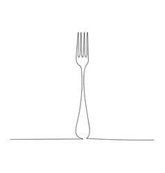 Continuous one line plate with fork and knife Vector Image