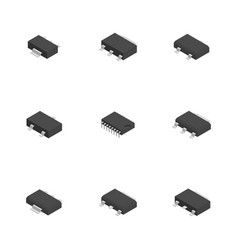 Big set of isometric electronic components Vector Image