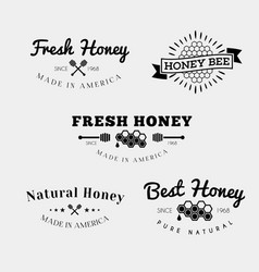 Set of vintage honey labels and design elements Vector Image