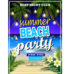 Summer beach party advertisement poster template Vector Image