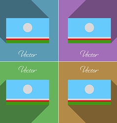 Flags chechen republic set of colors flat design Vector Image