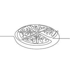 Continuous one line plate with fork and knife Vector Image