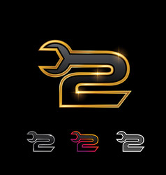 Golden luxury crown monogram number 2 Royalty Free Vector