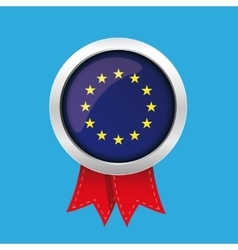 Silver medal made in european union eu with flag Vector Image
