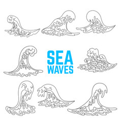 Sea waves of different shapes on white background Vector Image