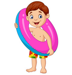 Kids cartoon playing in an inflatable pool Vector Image