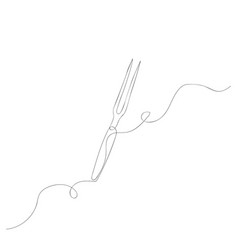 Continuous one line plate with fork and knife Vector Image