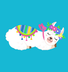 Cute outline doodle jumping llama with hand drawn Vector Image