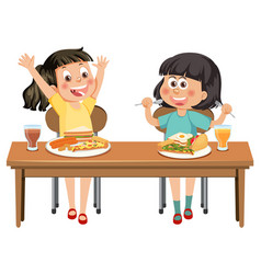 Children having breakfast on the table Royalty Free Vector
