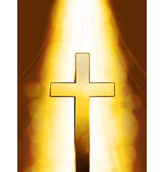Shining winged golden cross on black background Vector Image