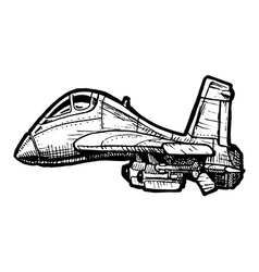 Military fighter jet drawn in ink by hand Vector Image