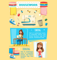 Housekeeping infographic with housework icons Vector Image