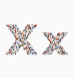 Large group people in letter n form human Vector Image