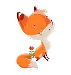 Cartoon fox look back Royalty Free Vector Image