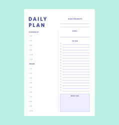 Daily planner template Royalty Free Vector Image