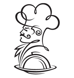 Cooking symbol emblem set saucepan cook and food Vector Image