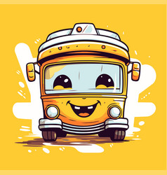 Cartoon yellow school bus with smiling face Vector Image