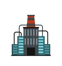 Factory building red icon in the flat style Vector Image