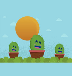 Loving couple of cactus with summer theme Vector Image