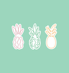 Sticker one line art style strawberry Royalty Free Vector