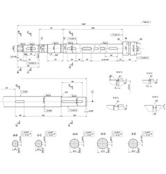 Shaft sketch with hatching engineering drawing Vector Image