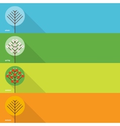 Four seasons banners with trees Royalty Free Vector Image