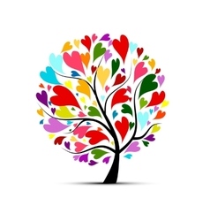 One color love message tree with birds Royalty Free Vector
