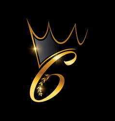 Gold monogram crown logo initial letter r Vector Image
