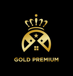 Old gold key vintage logo image Royalty Free Vector Image