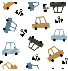 Seamless pattern with hand drawn retro racing cars