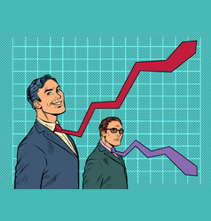 Business team lift up growth chart Royalty Free Vector Image