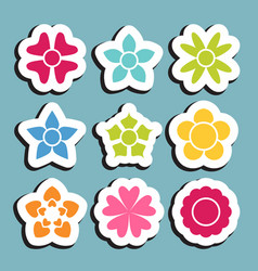 Cute flowers sticker in pot Royalty Free Vector Image