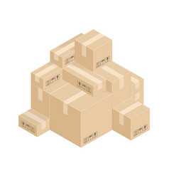 Pile of carton boxes isolated on white background Vector Image