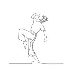Continuous line drawing of dancing woman Vector Image