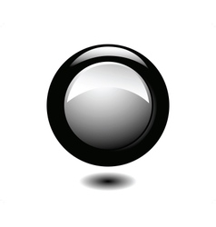Black round glass button 3d icon with metal frame Vector Image