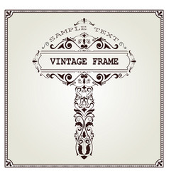 Wsp in calligraphy framework label Royalty Free Vector Image