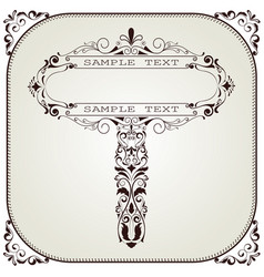 Wsp in calligraphy framework label Royalty Free Vector Image