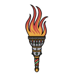 Yellow torch with bright red-orange fiery flame Vector Image
