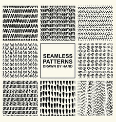 Set of six hand drawn ink seamless patterns Vector Image