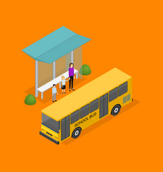 City public transport bus 3d isometric view Vector Image