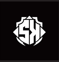 Sk logo monogram triple ribbon style line design Vector Image