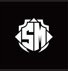 Sm logo monogram isolated with shield and crown Vector Image