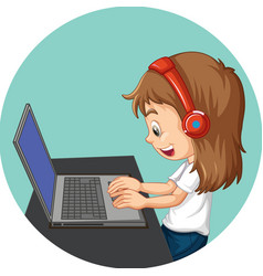 Boy and girl using computer Royalty Free Vector Image